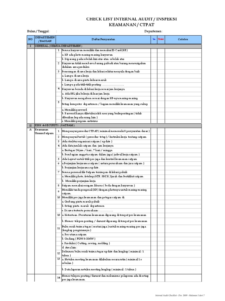 Checklist C-Tpat Global | PDF