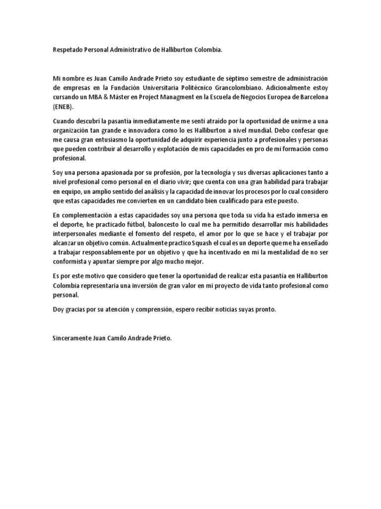 Cover Letter Halliburton | PDF