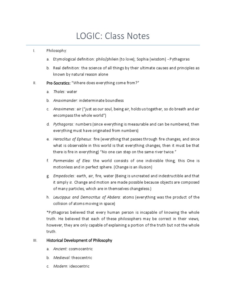 LOGIC Class Notes | PDF | Logic | Argument