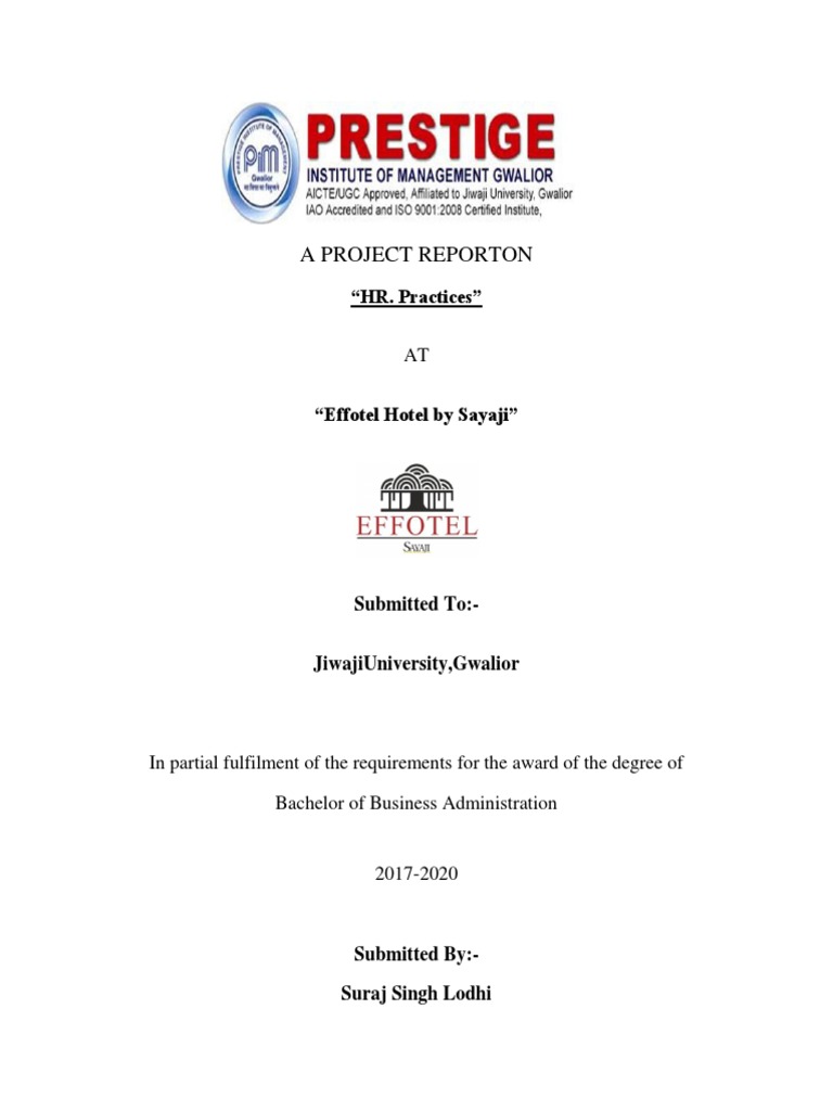 Project Report of Effotel Hotel by Sayaji | PDF | Employment
