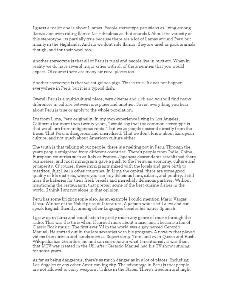 Peru's Stereotypes & Camping Guide | PDF | Camping | Campsite