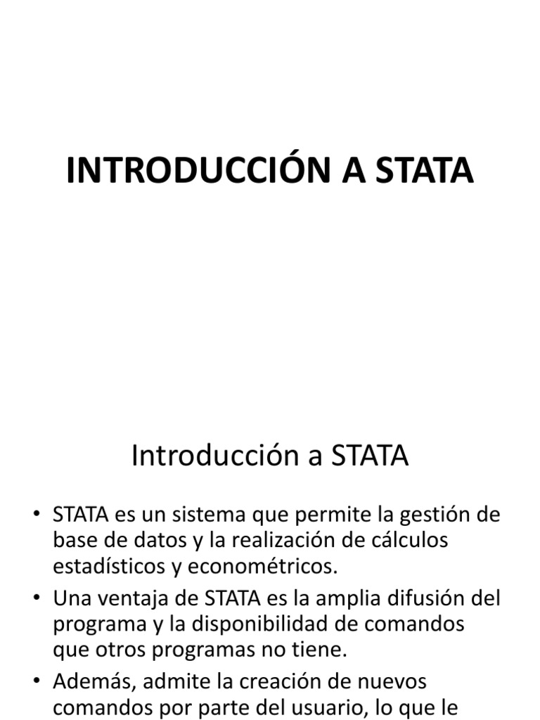 Introducción a STATA: Comandos y Funciones | PDF | Archivo de ...