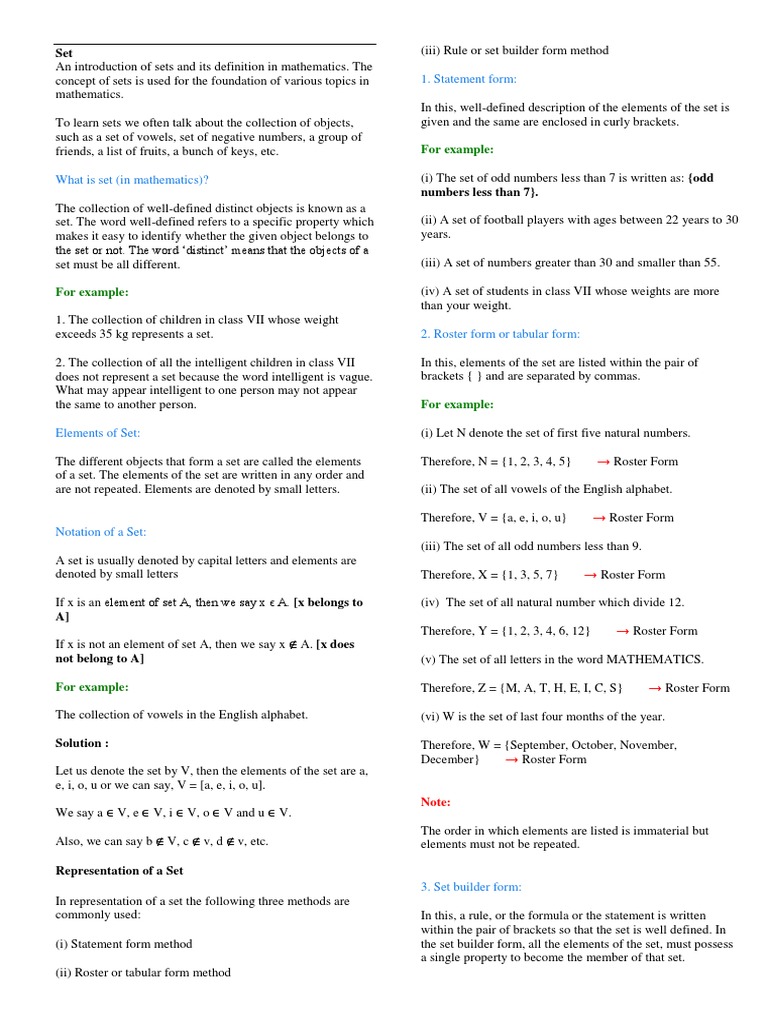 Statement Form:: For Example | PDF | Set (Mathematics) | Integer