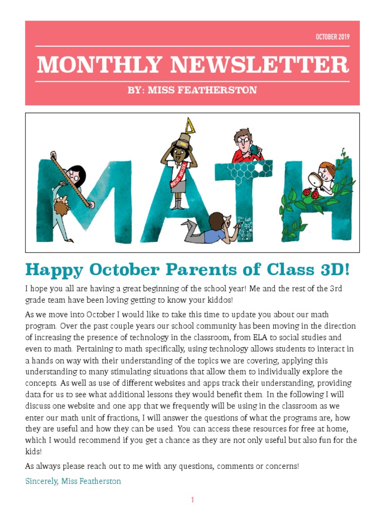Newsletter | PDF | Teaching Mathematics | Classroom