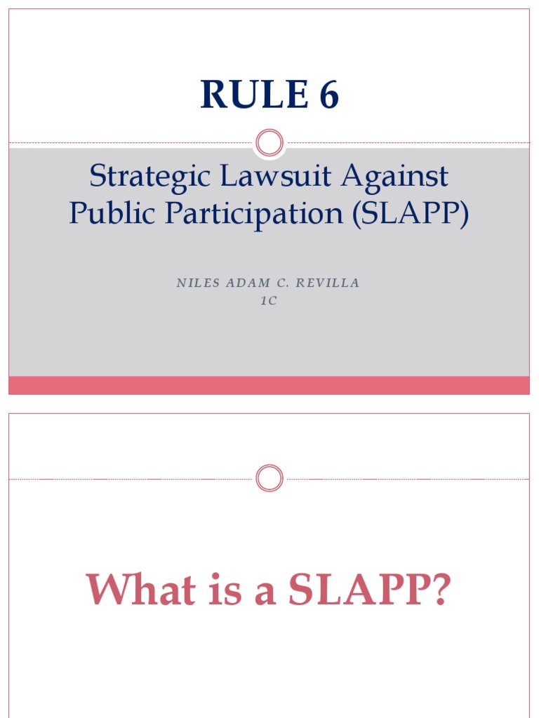 Rule 6: Strategic Lawsuit Against Public Participation (SLAPP) | PDF ...