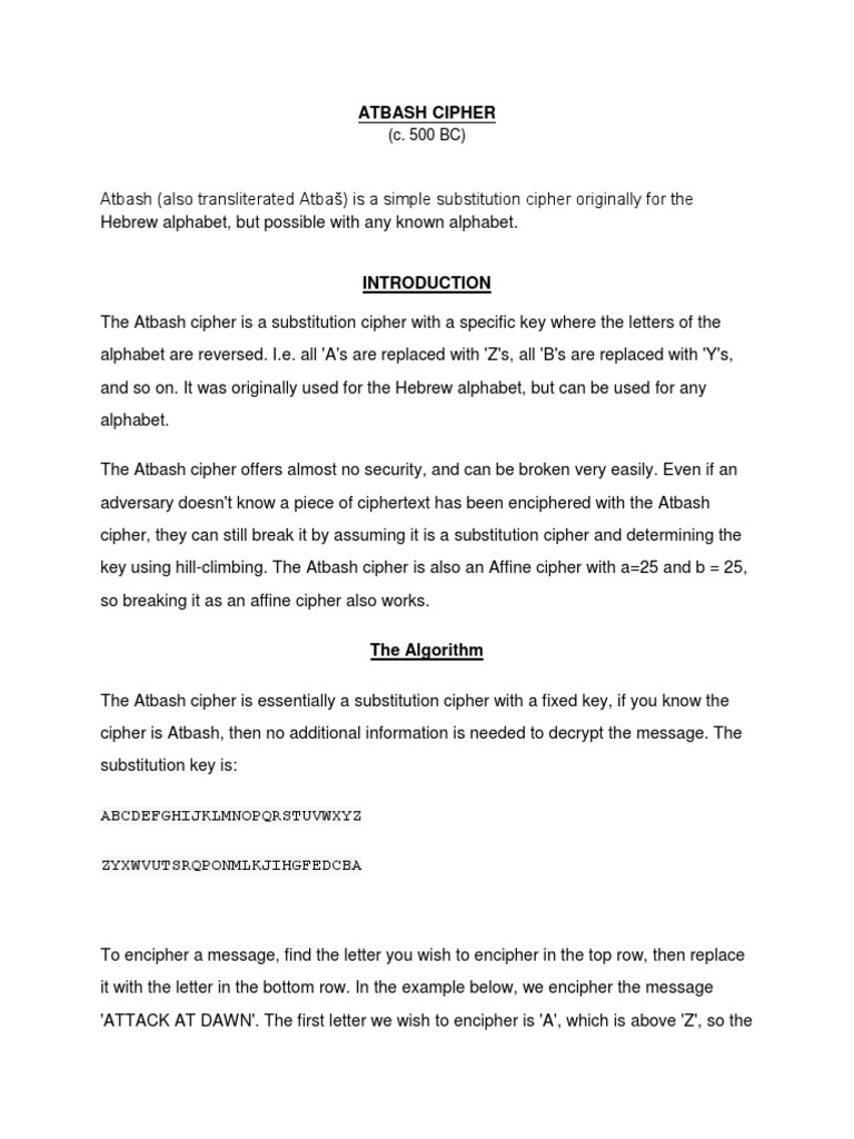 Atbash Cipher | PDF | Cipher | Cryptography