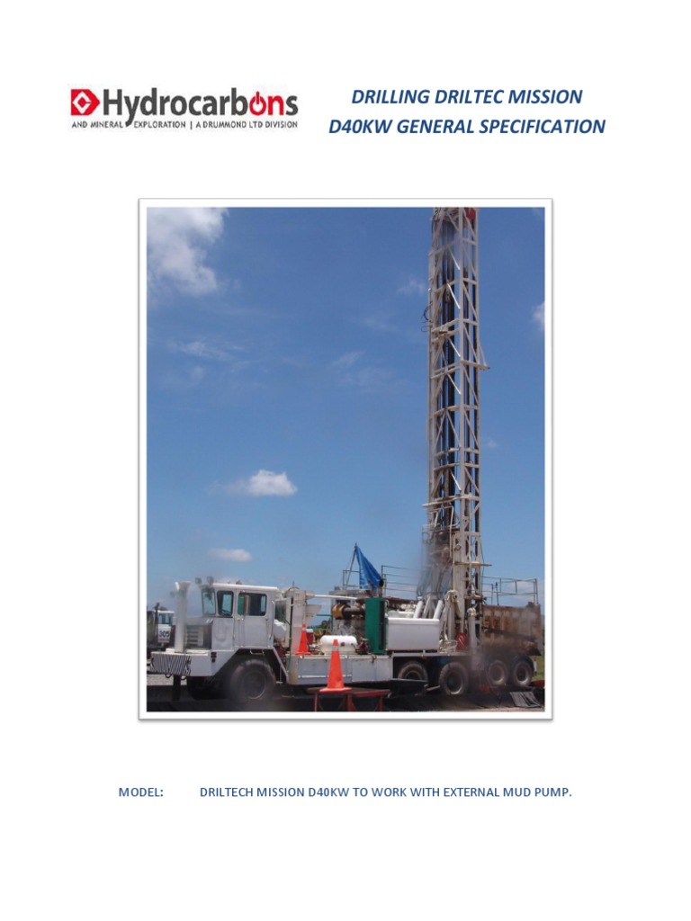 Driltech D40KW Drilling Rig Specs | PDF | Technology & Engineering