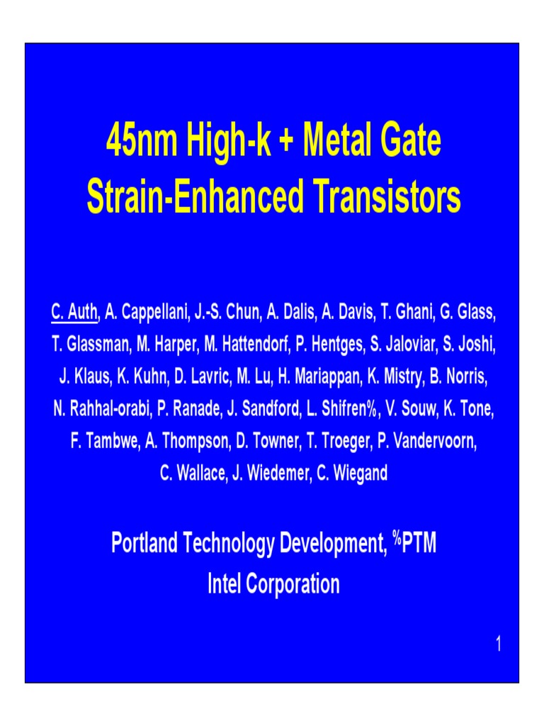 45nm High-k Metal Gate Transistors | PDF | Mosfet | Semiconductor Devices