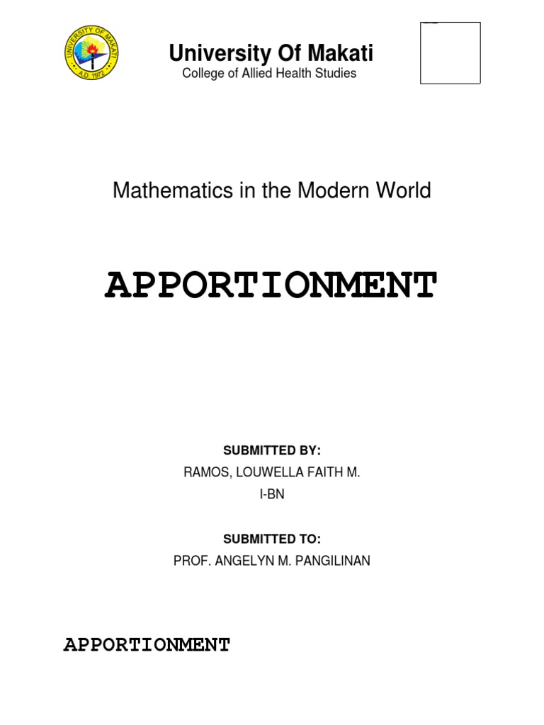 Apportionment | PDF | Numbers | Teaching Mathematics