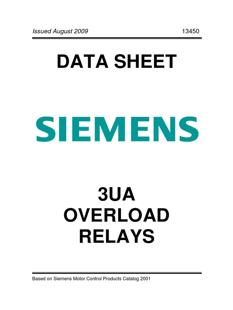 Siemens 3UA Overload Relays | PDF | Relay | Alternating Current