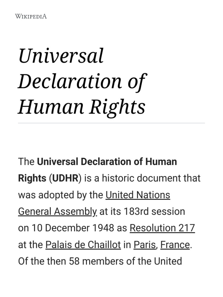 Universal Declaration of Human Rights - Wikipedia | PDF | Human Rights ...