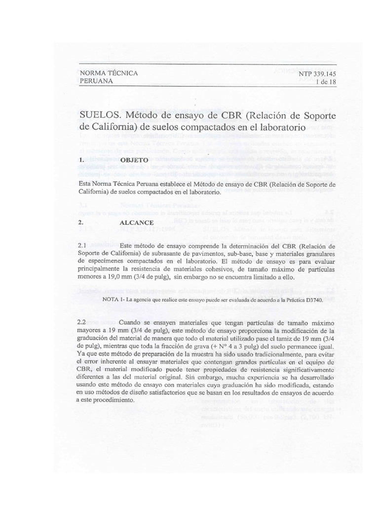 CBR - NTP - Fuente Astm d1883 | PDF