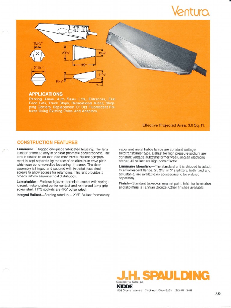 Spaulding Lighting Ventura Spec Sheet 8-84 | PDF | Interior Design ...