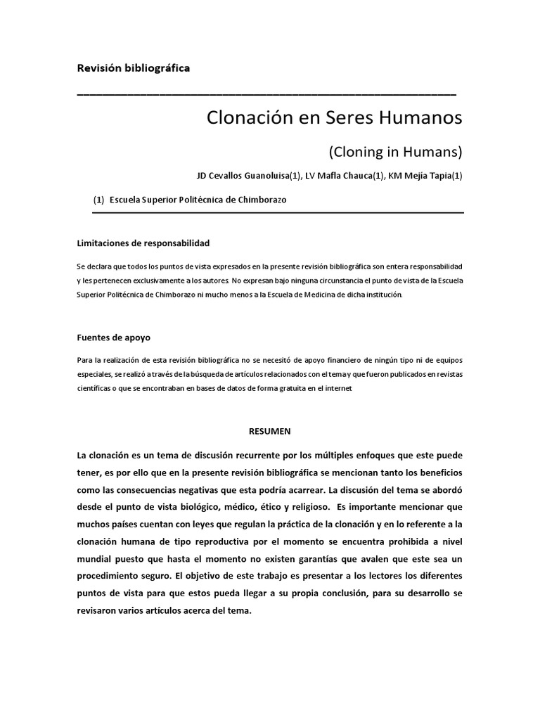 Clonación Humana: Ética y Regulaciones | PDF | Clonación | Célula madre