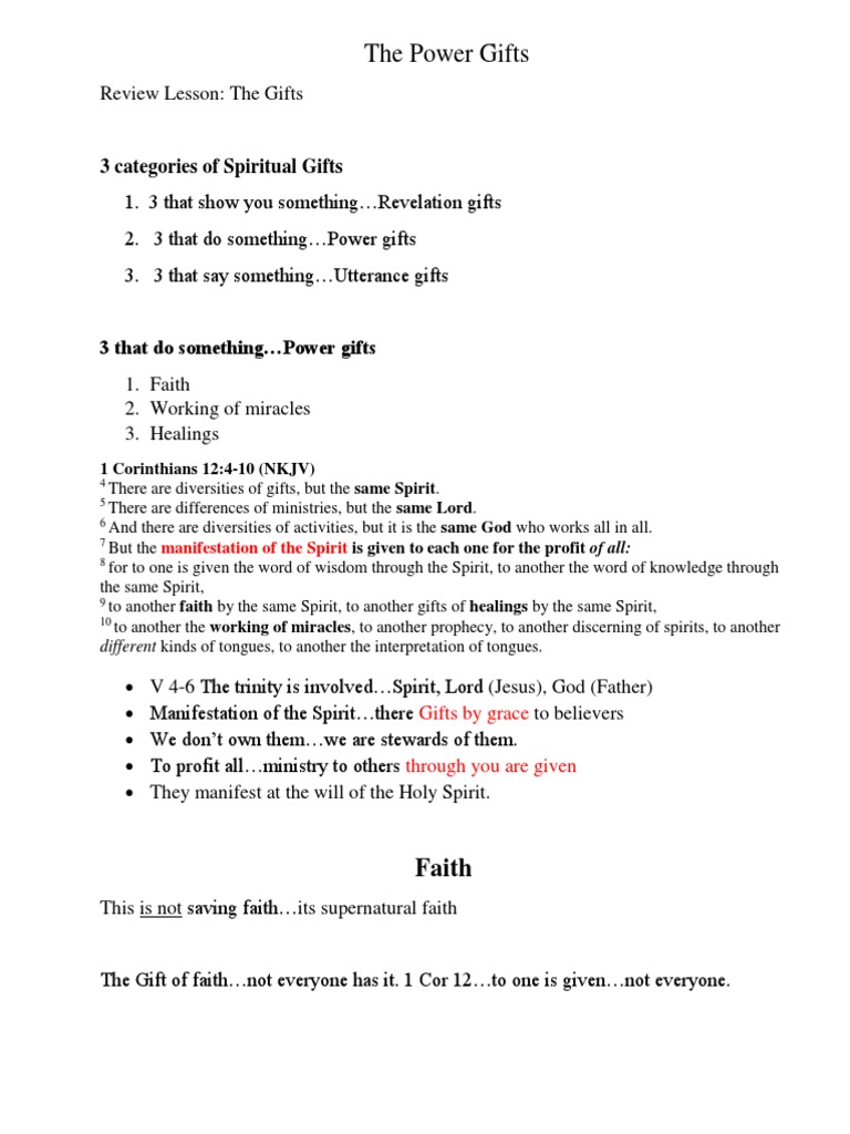 05 06 2018 The Gifts of The Spirit 8 The Power Gifts 1 Faith | PDF ...