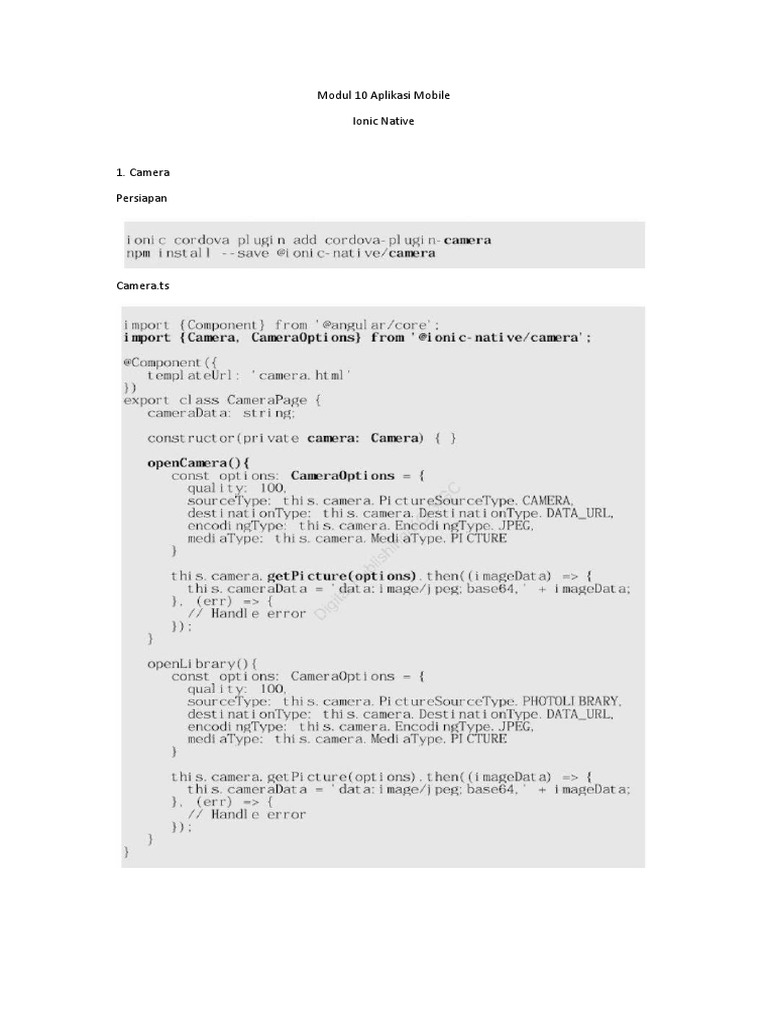 Modul 10 Aplikasi Mobile - Ionic Native | PDF | Technology & Engineering