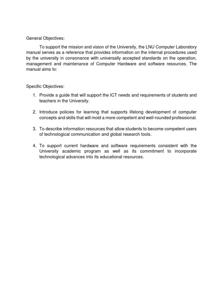 Objectives Lab Manual | PDF | Computers