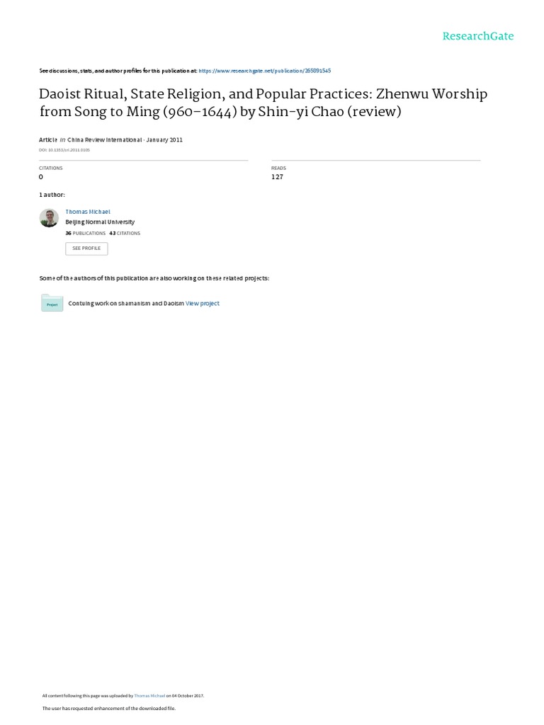 Daoist Ritual, State Religion, and Popular Practices: Zhenwu Worship ...