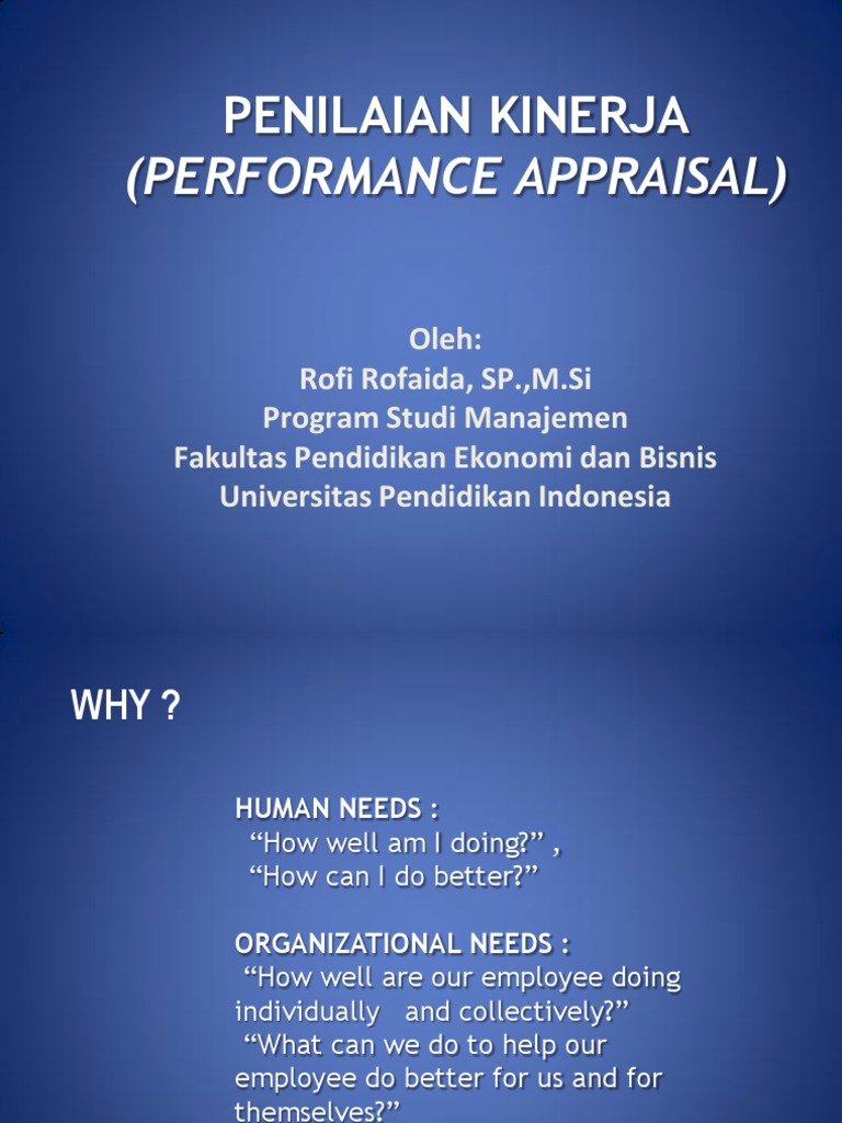 Penilaian Kinerja (Performance Appraisal) | PDF | Performance Appraisal ...