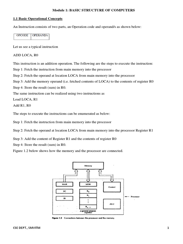 Module 1: Basic Structure of Computers 1.1 Basic Operational Concepts | PDF | Assembly Language ...