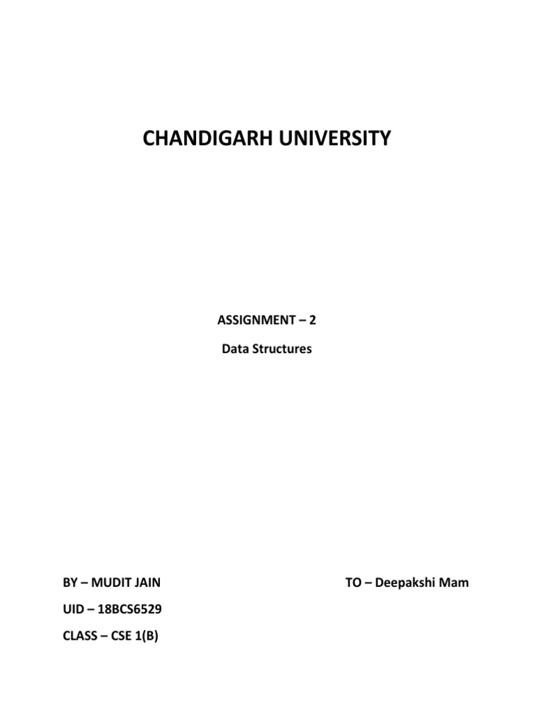 Chandigarh University: Assignment – 2 Data Structures | Queue (Abstract ...