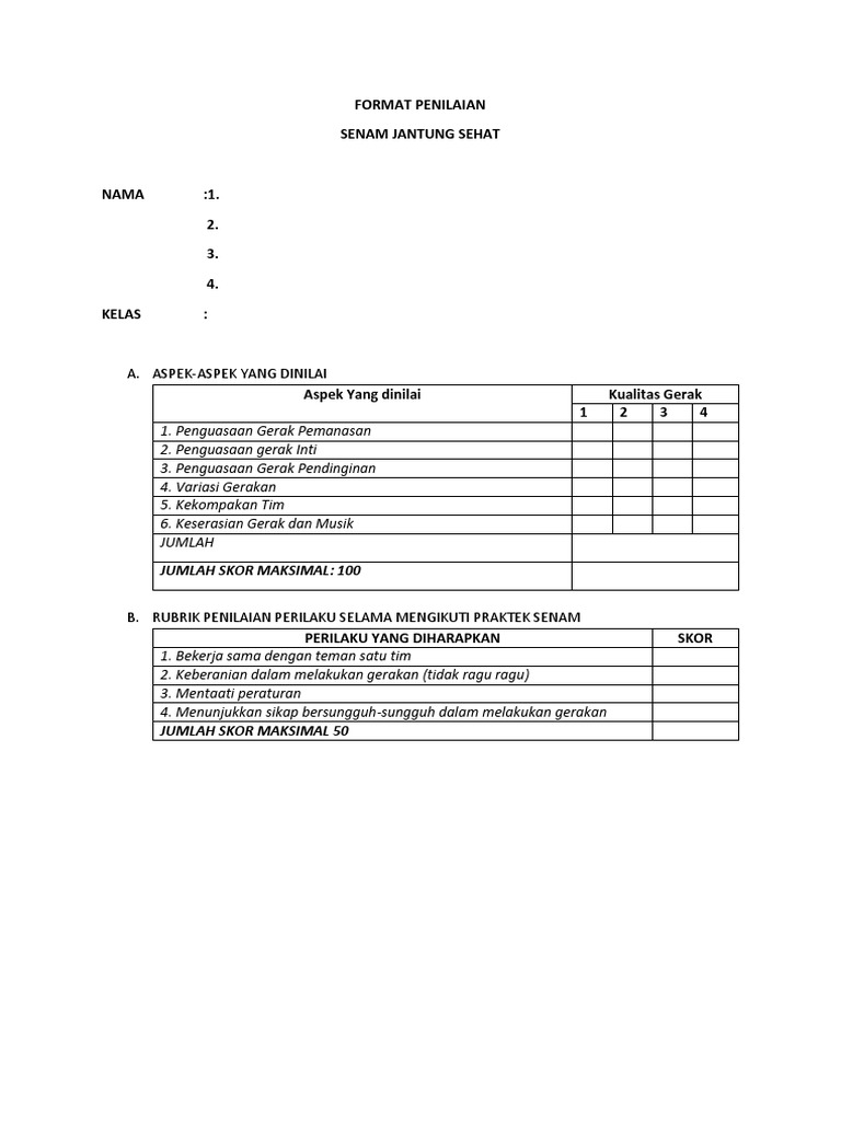 Format Penilaian Senam | PDF