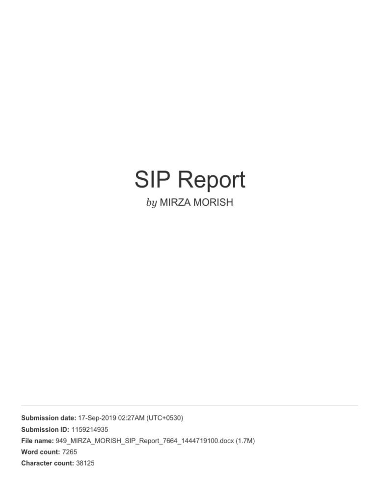 SIP Report | PDF