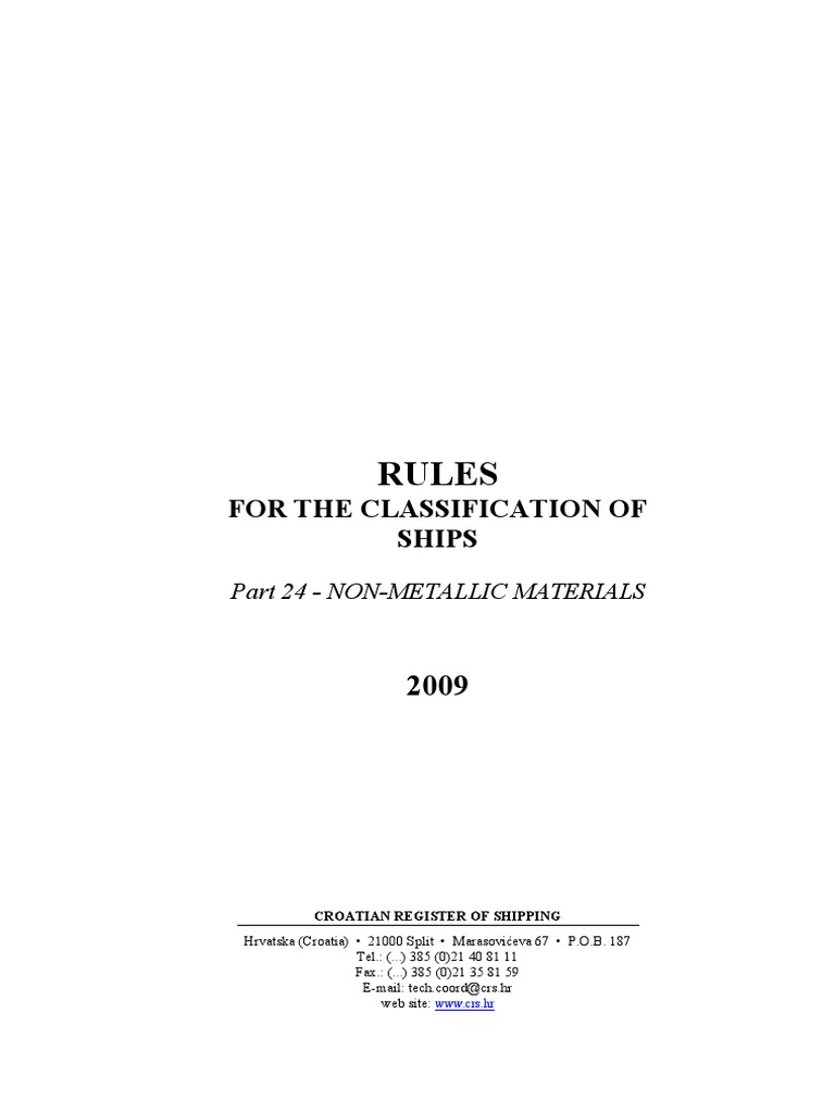 Rules For The Classification of Ships, Pt. 24, 2009 | PDF ...