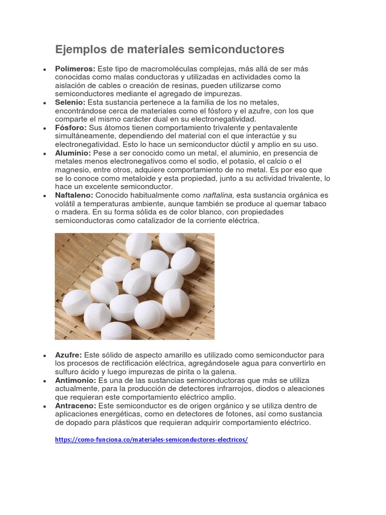 Ejemplos de Materiales Semiconductores | PDF
