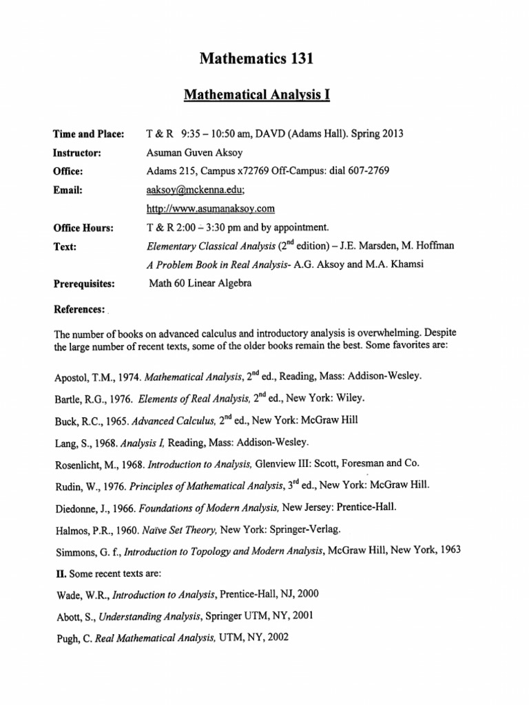 Math 131-Spring 13-Course Outline PDF | PDF | Mathematical Concepts | Space