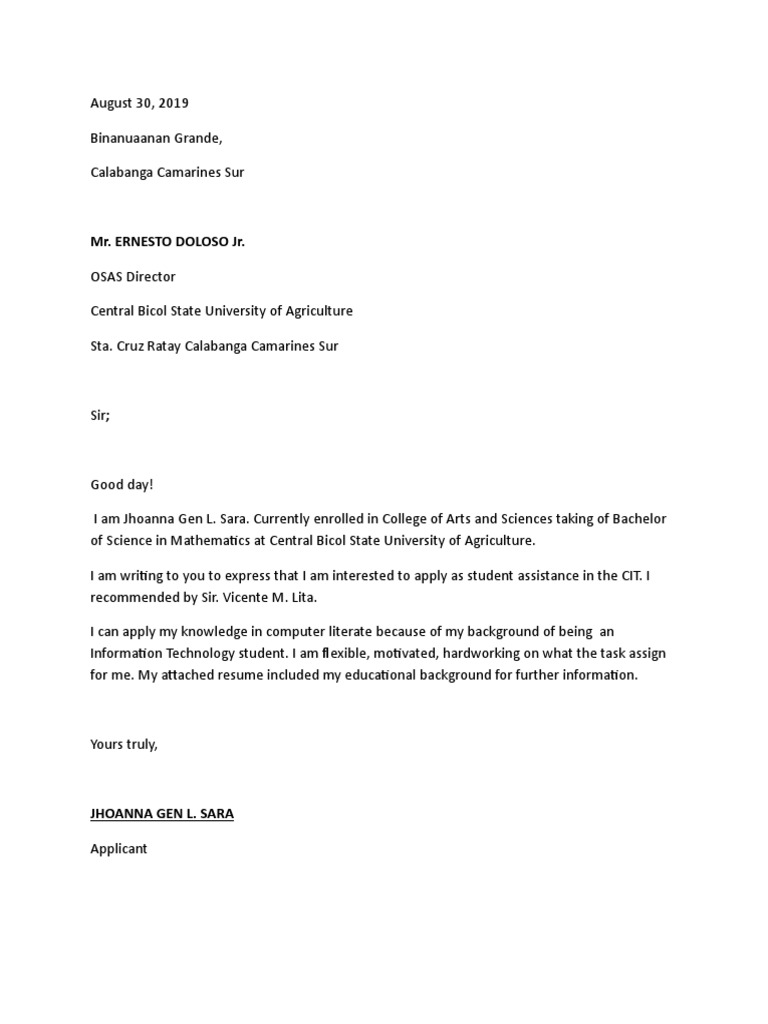 Student Assistant Application CBSUA | PDF