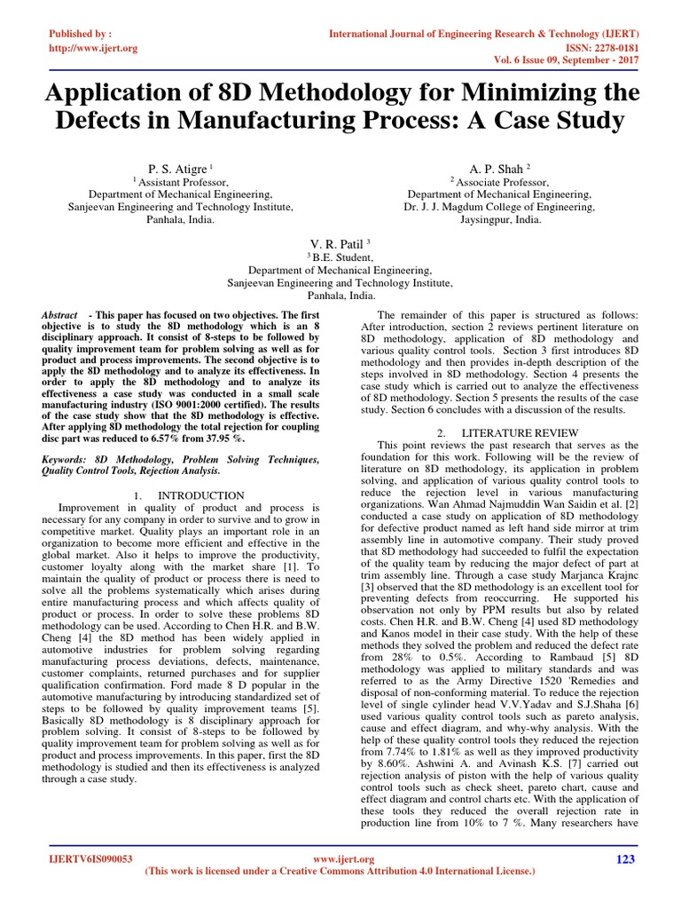 8D Methodology in Manufacturing | PDF | Reliability Engineering | Data ...