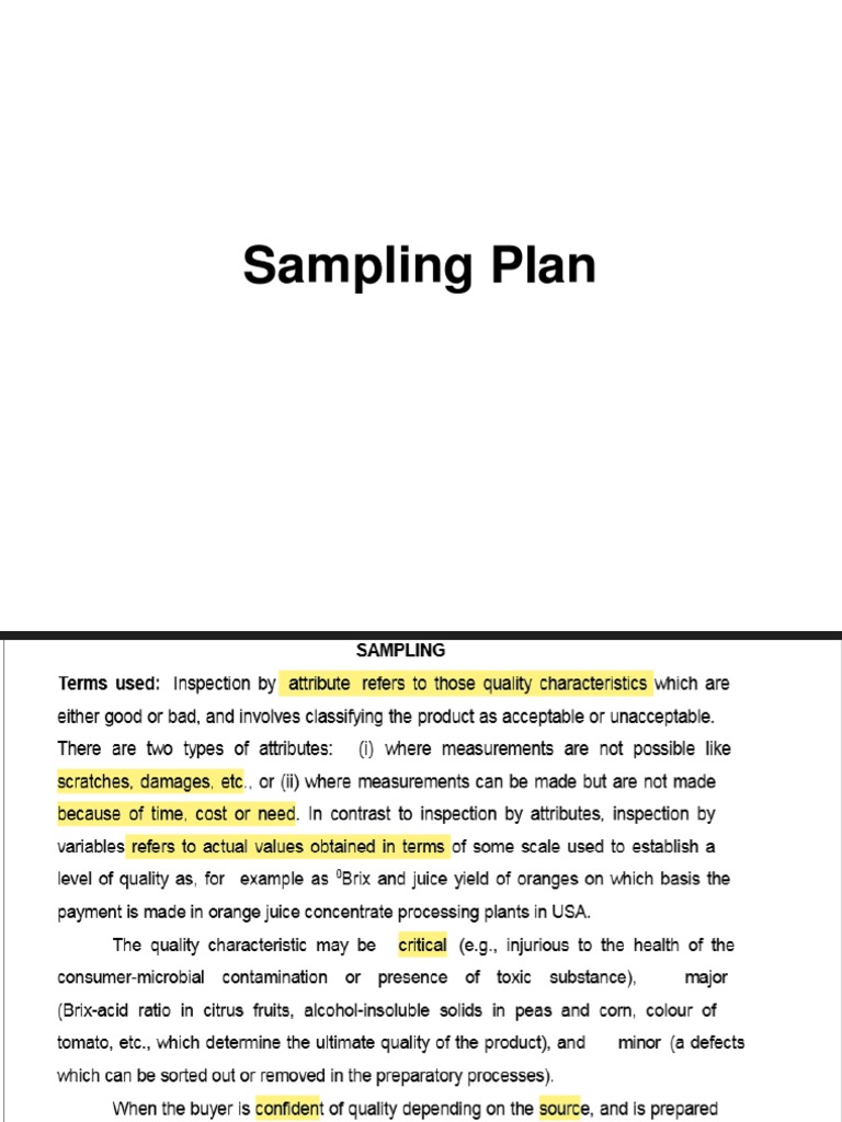 Sampling Plan | PDF