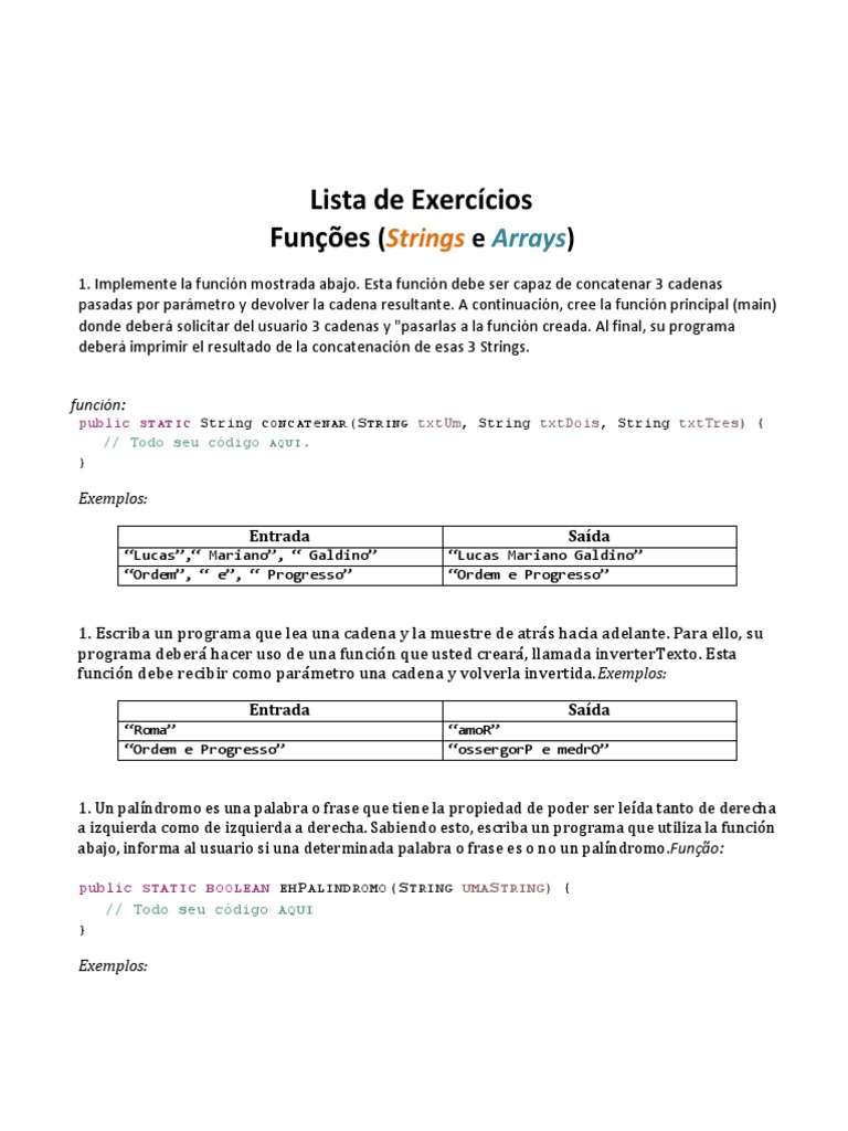 Ejercicios Strings Arrays PDF | PDF | Cadena (informática) | Ascii