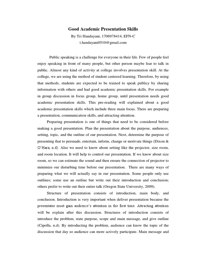 Good Academic Presentation Skills | PDF | Nonverbal Communication ...