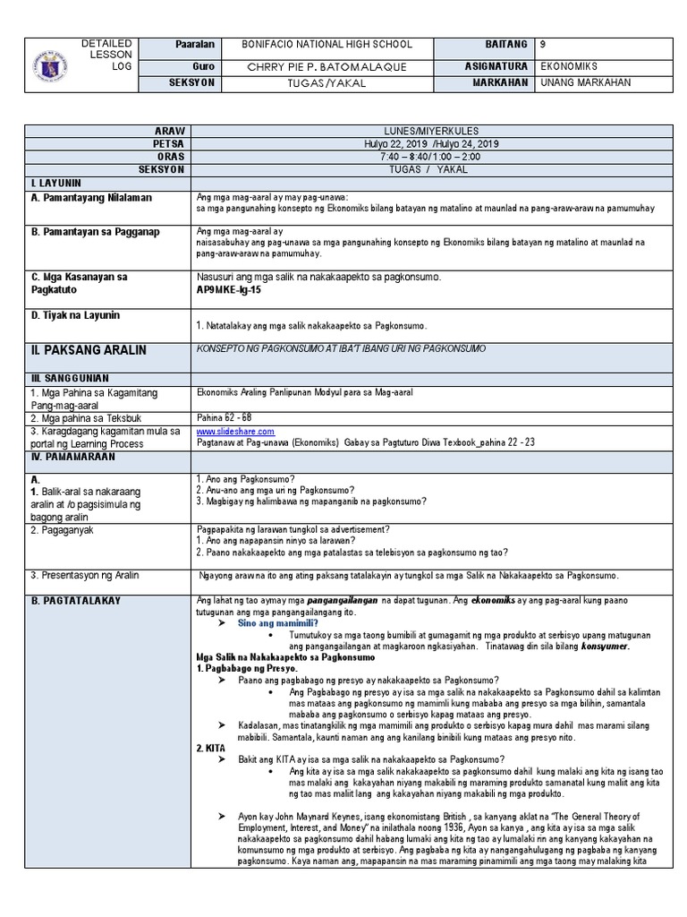 Eko - Mga Salik Na Nakakaapekto Sa Pagkonsumo | PDF