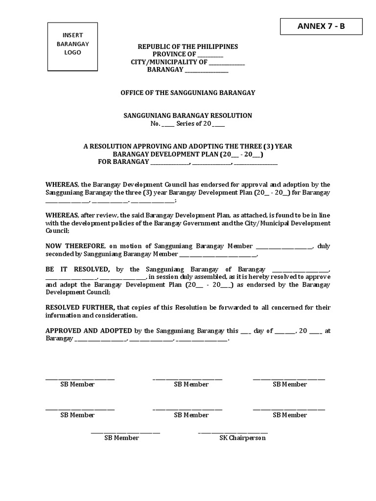 Resolution Adopting The BDP | PDF | Government