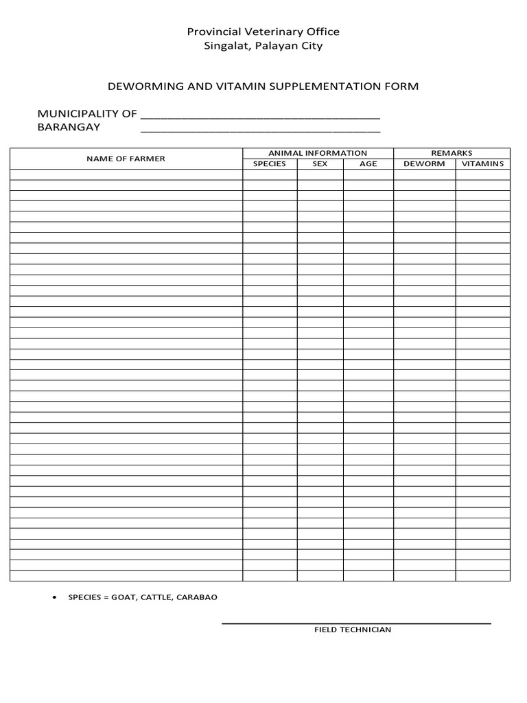 Deworming Form | PDF