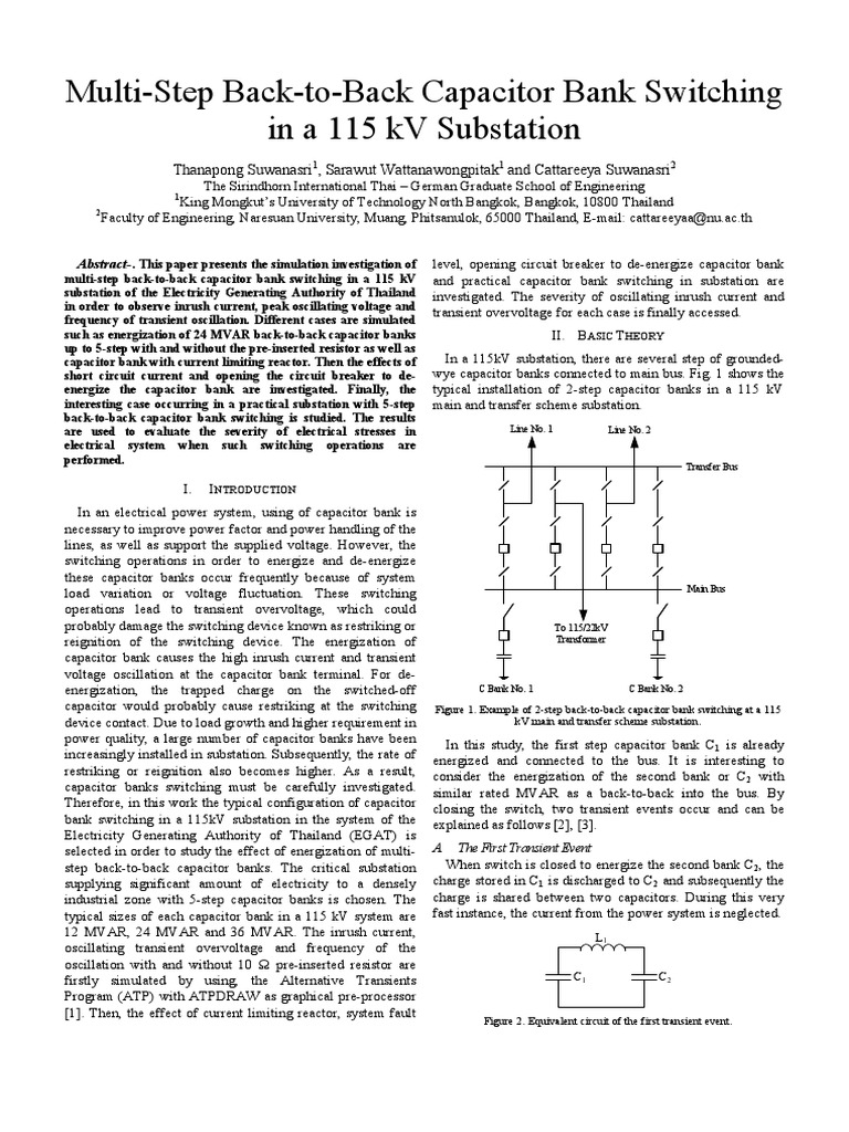 115 kV Capacitor Bank Switching Analysis | PDF | Capacitor | Electrical Substation