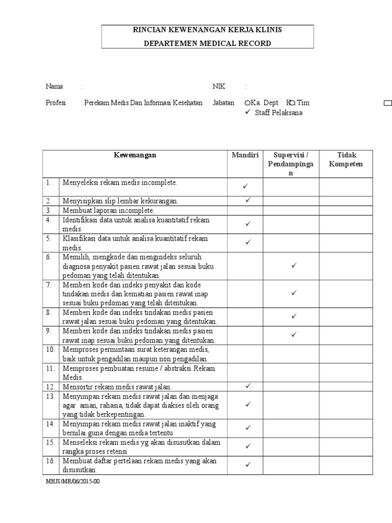 Form Rekam Medis | PDF