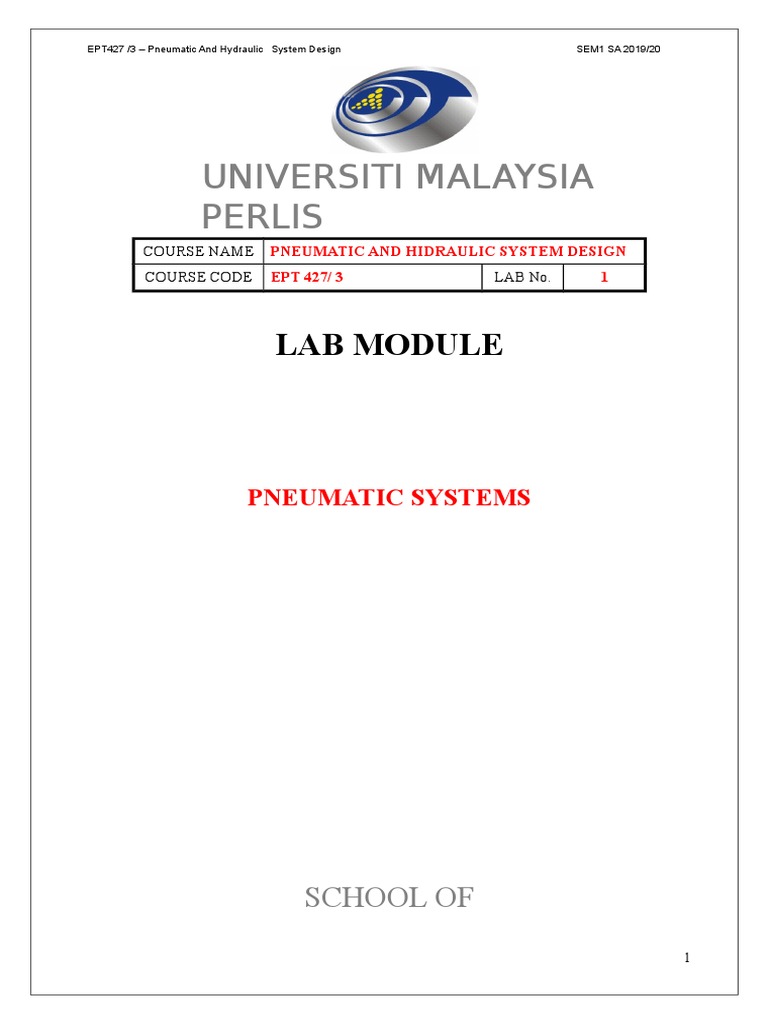 Lab 1 - Pneumatic System | PDF | Valve | Actuator