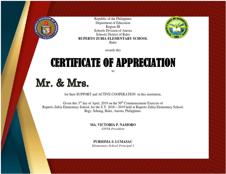 Certificate COOPERATIVE Parents | PDF