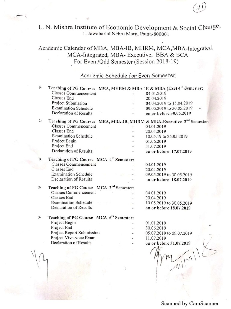 Academic Calendar 2018 19 | PDF
