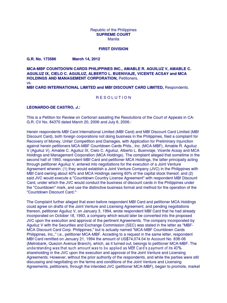 MBF CARD INTERNATIONAL LIMITED and MBF DISCOUNT CARD LIMITED ...