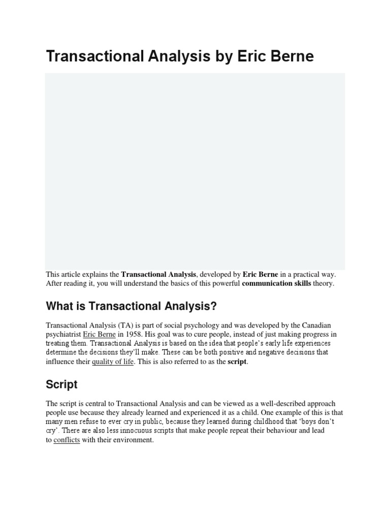 Transactional Analysis Full Explaination | PDF | Behavioural Sciences ...
