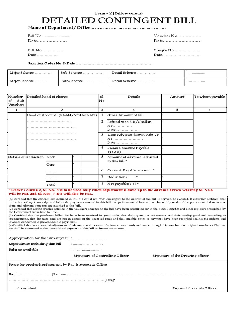 Detailed Contigent Bill | Download Free PDF | Voucher | Invoice