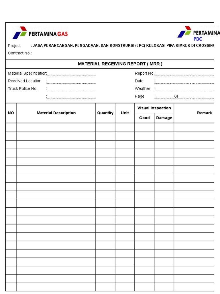 Materials Receiving Report | PDF