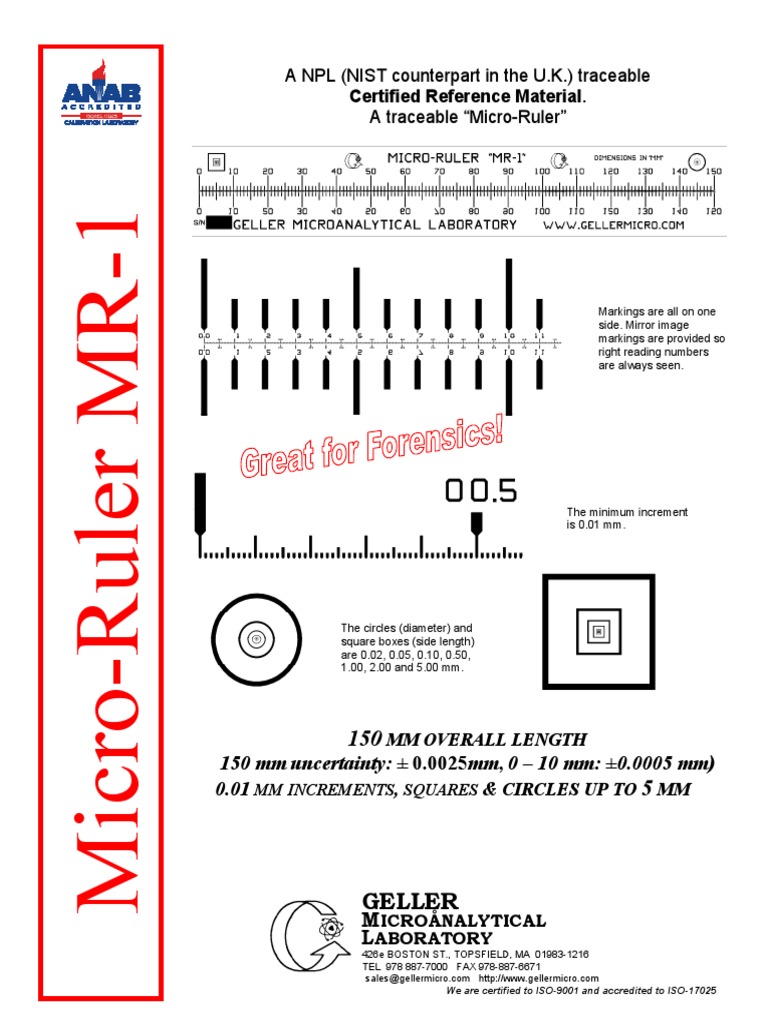 A NPL (NIST Counterpart in The U.K.) Traceable A Traceable "Micro-Ruler ...