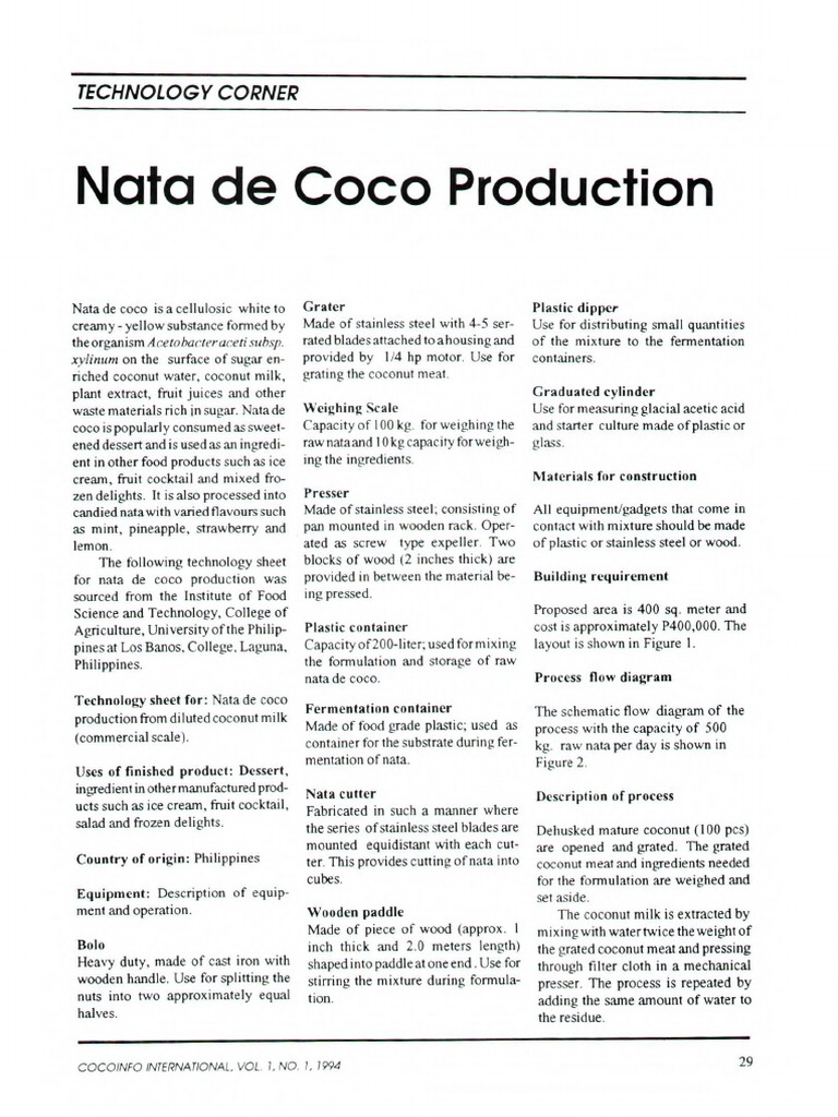 Nata de Coco Production Process Guide | PDF | Coconut | Foods