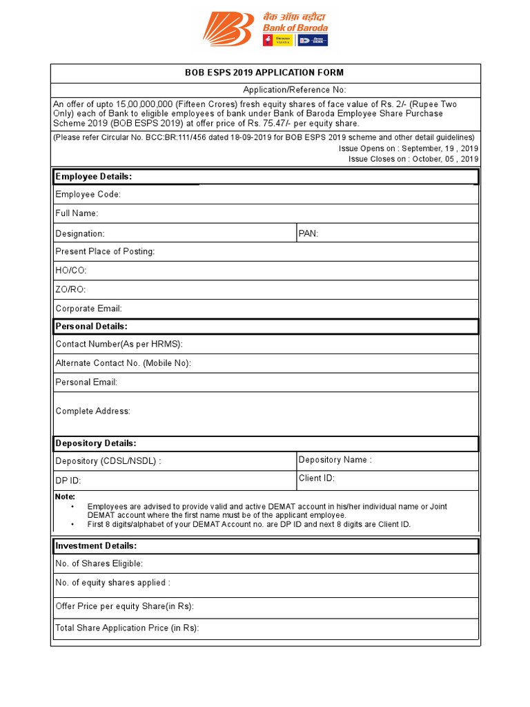 Bob Esps 2019 Application Form | PDF | Financial Markets | Business